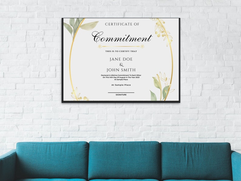 Editable Certificate of Commitment. Editable With Canva or - Etsy