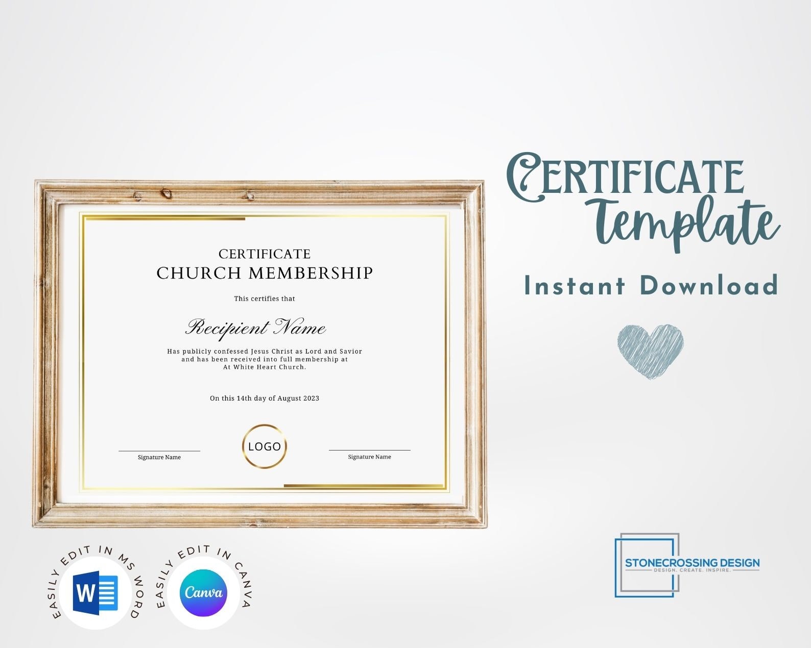 Editable Church Membership Certificate. Welcoming You to Our Spiritual ...