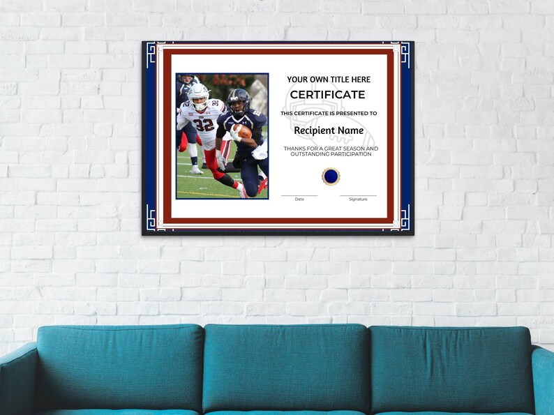 Editable Football Sports Certificate Template With Photo. - Etsy