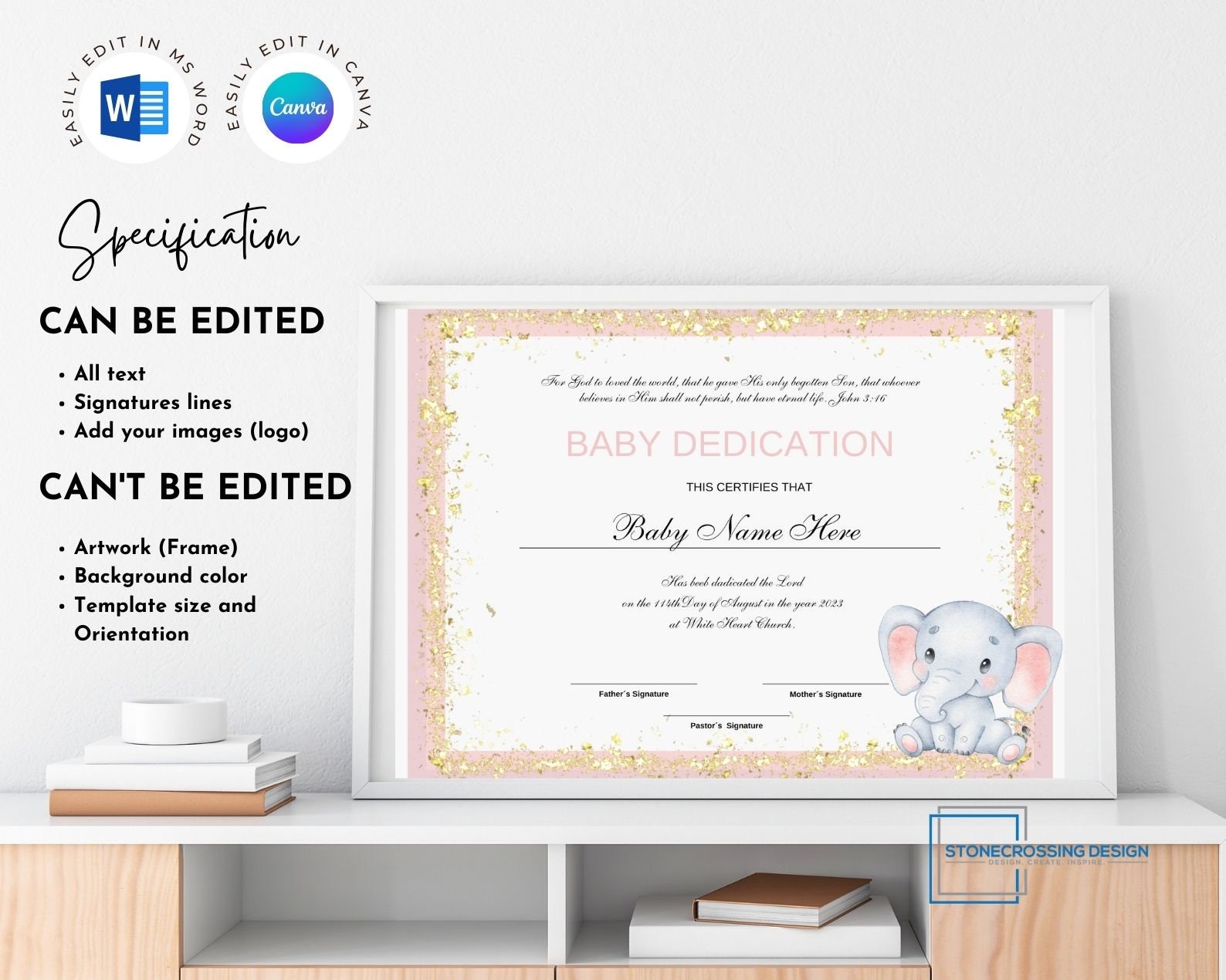 Editable Certificate of Baby Dedication Template. Child Dedication ...