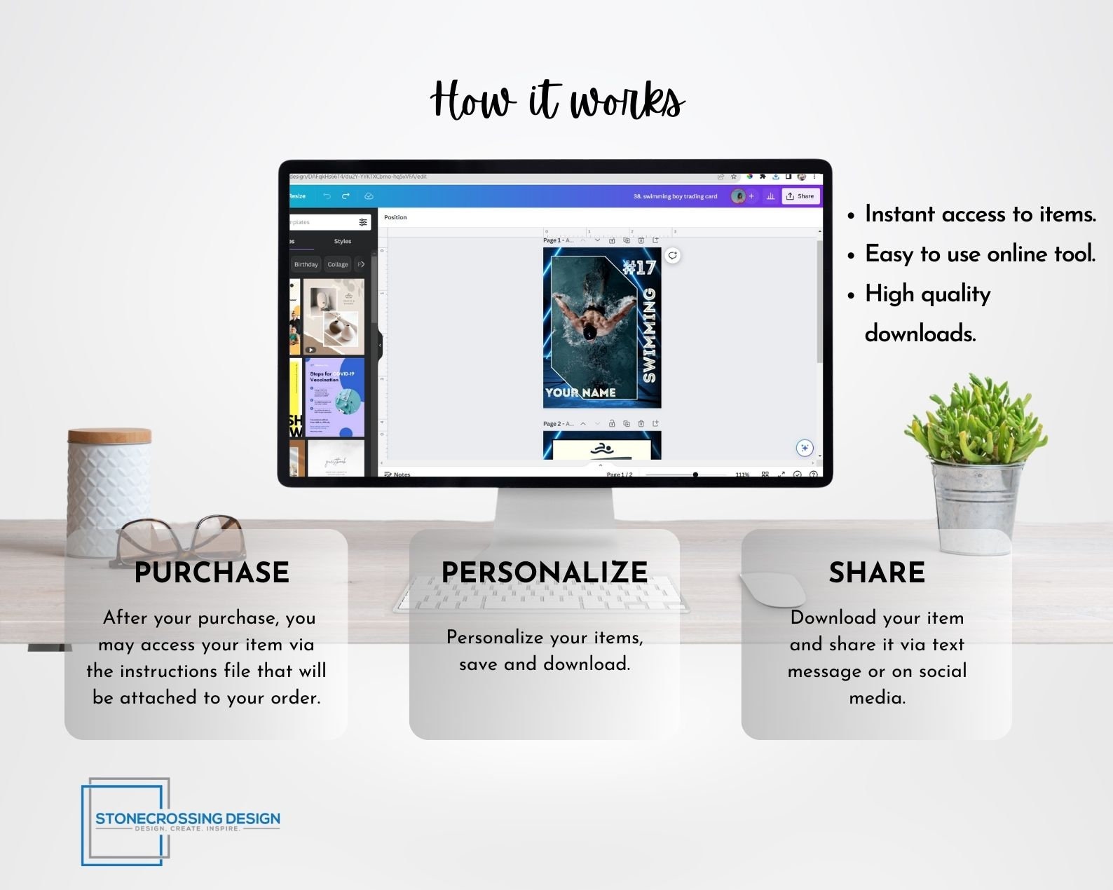 Swimming Trading Card Template | Trading Card Template | Canva Template ...