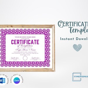 Editable Certificate of Completion Template. Award Template. Printable ...