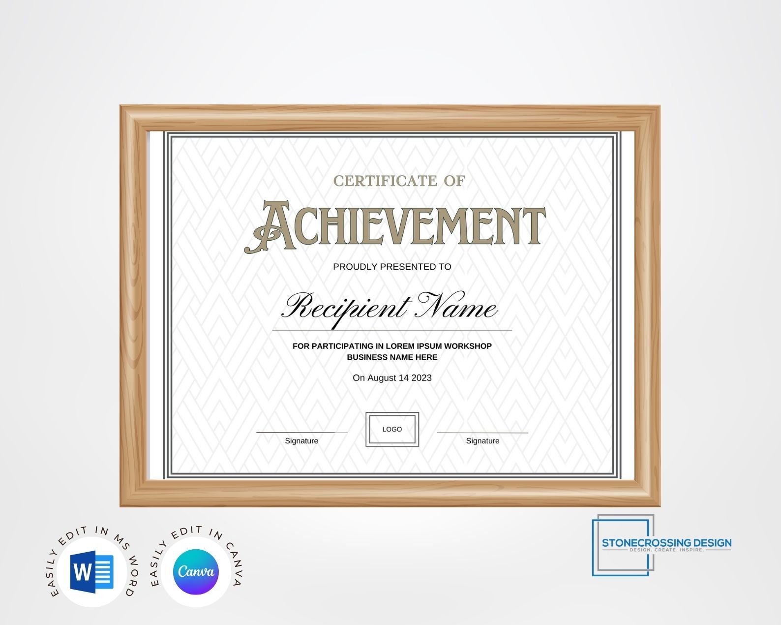 Editable Certificate of Completion Template. Award Template. Printable ...