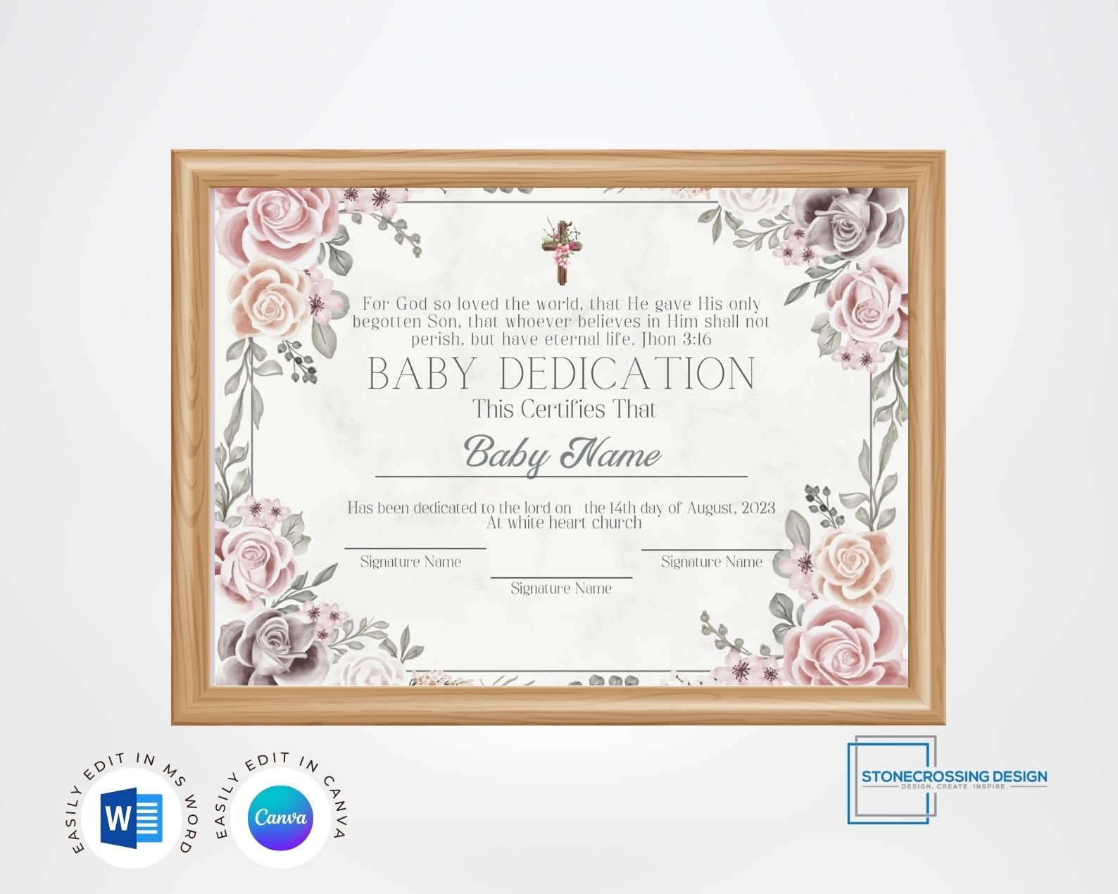 Editable Baby Dedication Template. Baptism. Printable Certificate ...