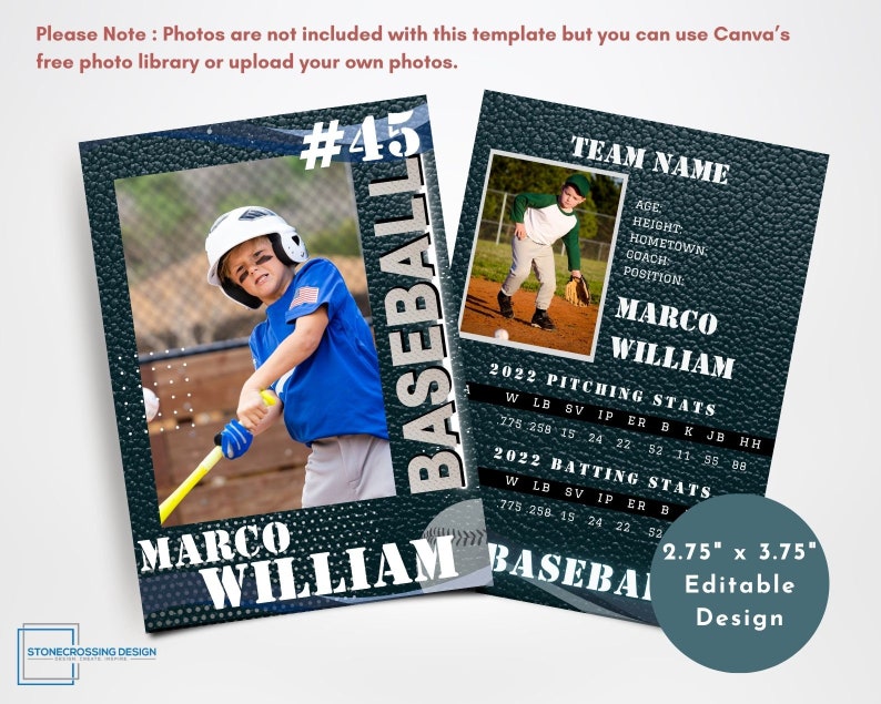 Baseball Trading Card Template Trading Card Template Canva - Etsy