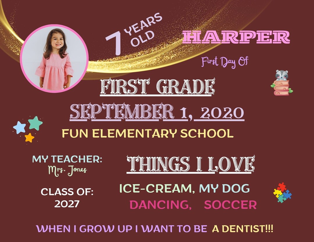 Editable First Day of School Template. School Certificate. - Etsy
