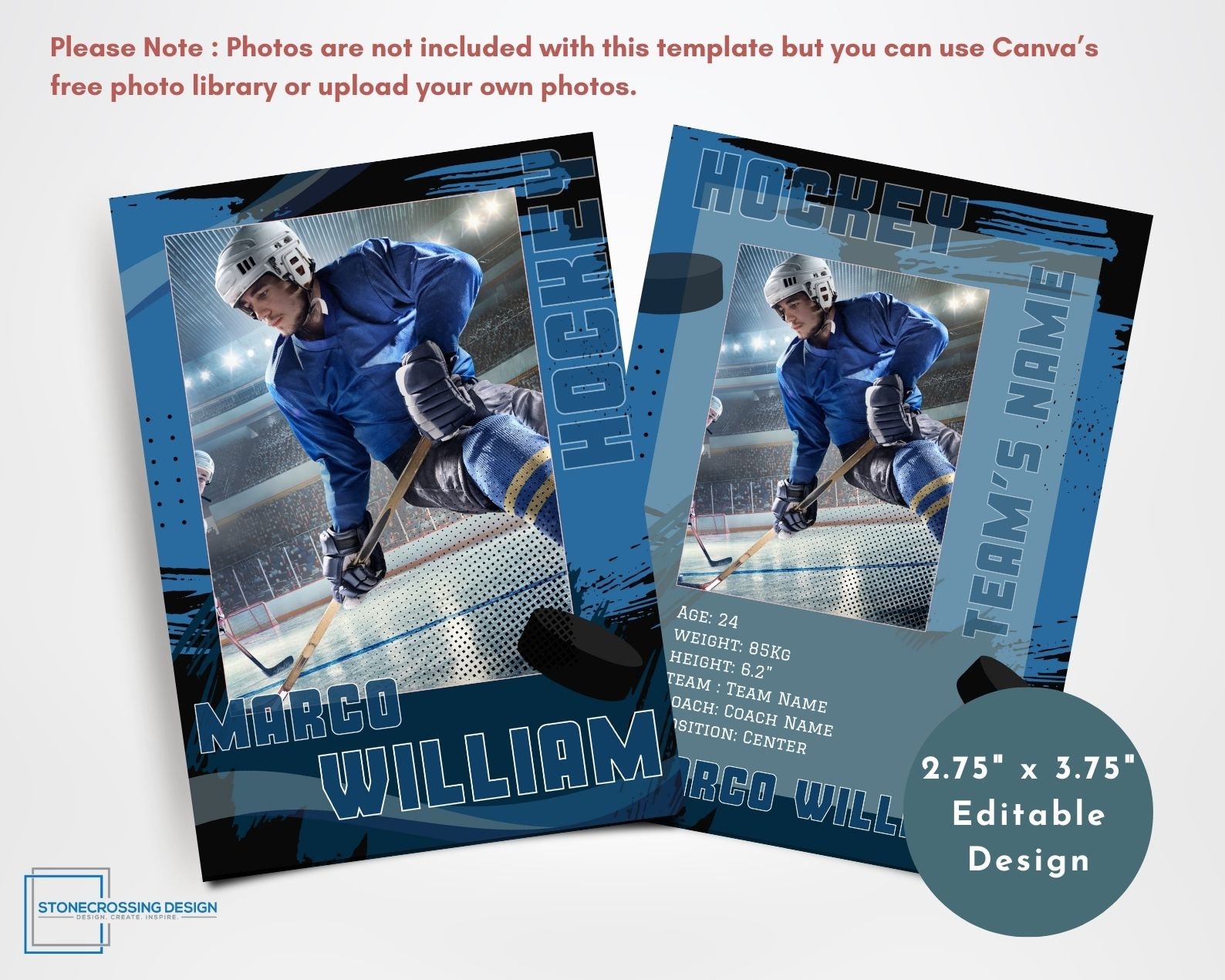Hockey Trading Card Template Trading Card Template Canva Template ...
