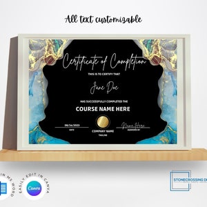 Editable Certificate of Completion Template. Award Template. Printable ...