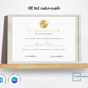 Editable Certificate of Achievement Template. Award Template. Printable ...