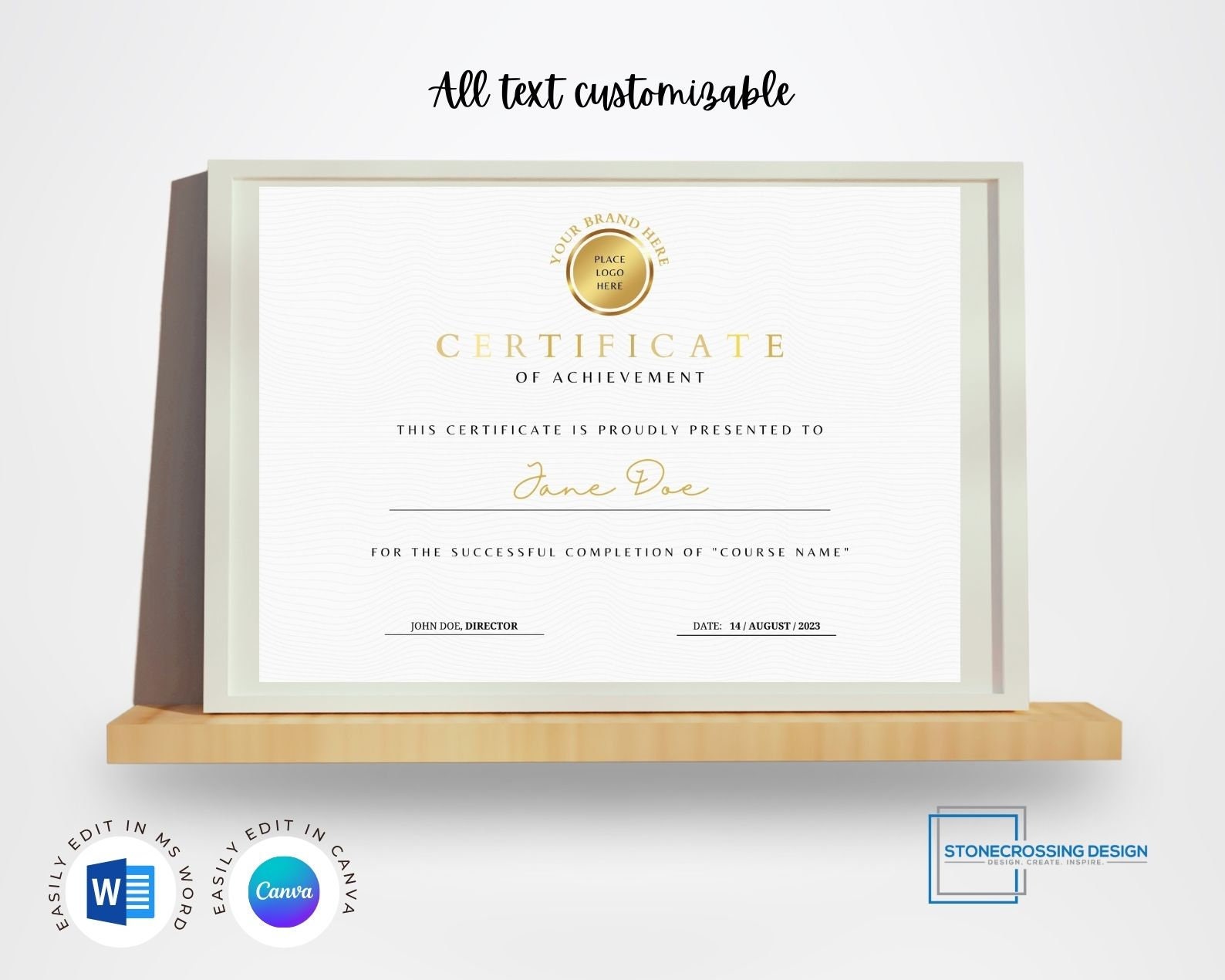 Editable Certificate of Achievement Template. Award Template. Printable ...