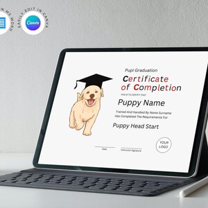Editable Certificate of Completion for Dog Template. Award Template ...