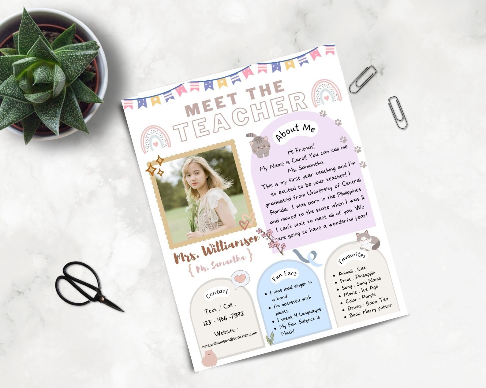 Editable Template for Meet the Teacher. Welcome Letter to School. First ...