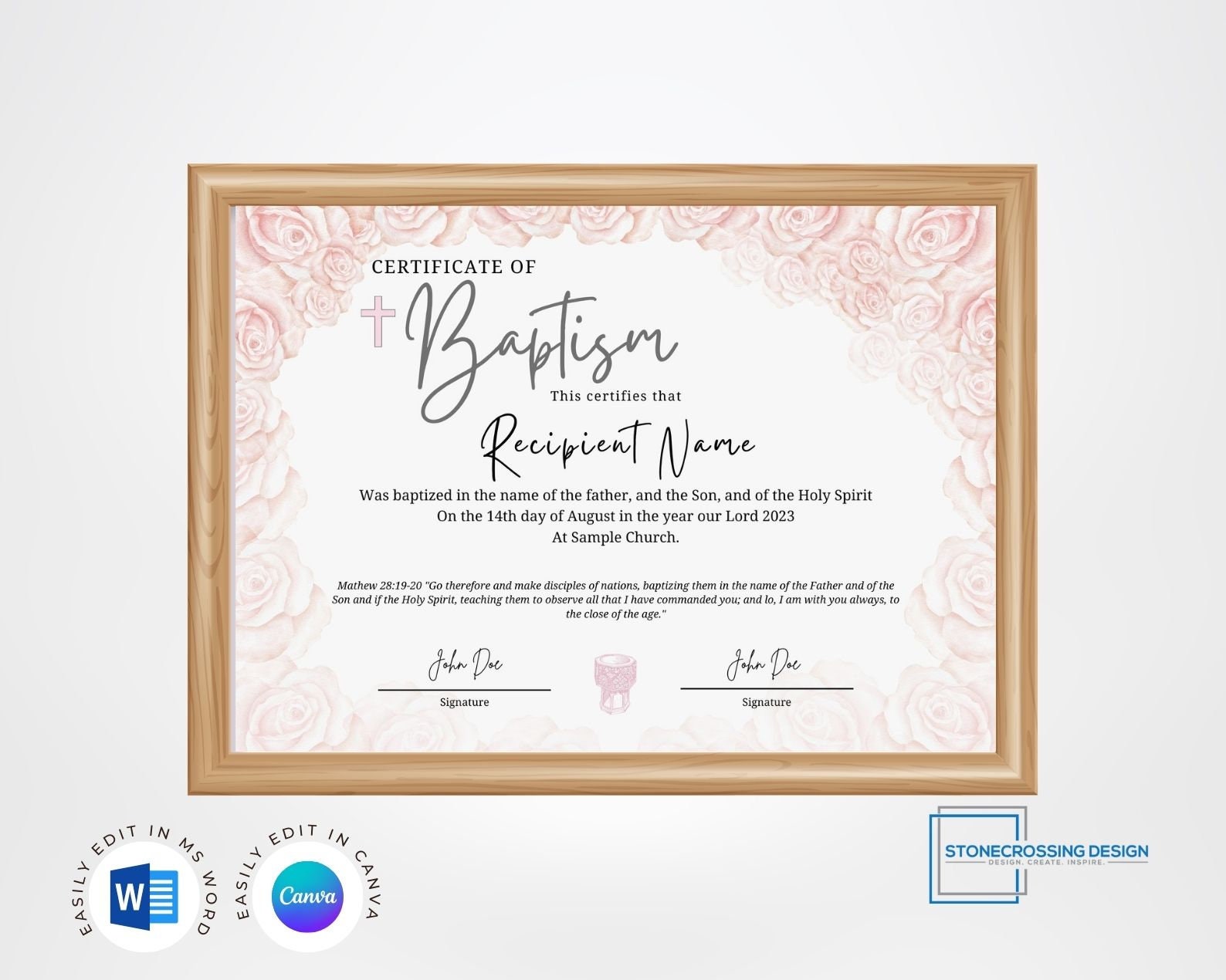 Editable Certificate of Baptism Template. Child Dedication. Printable ...