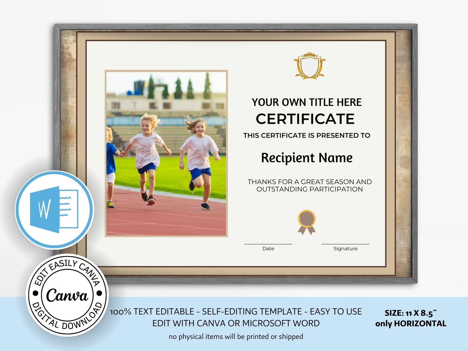 Editable Running Track Sports Certificate Template With Photo. - Etsy