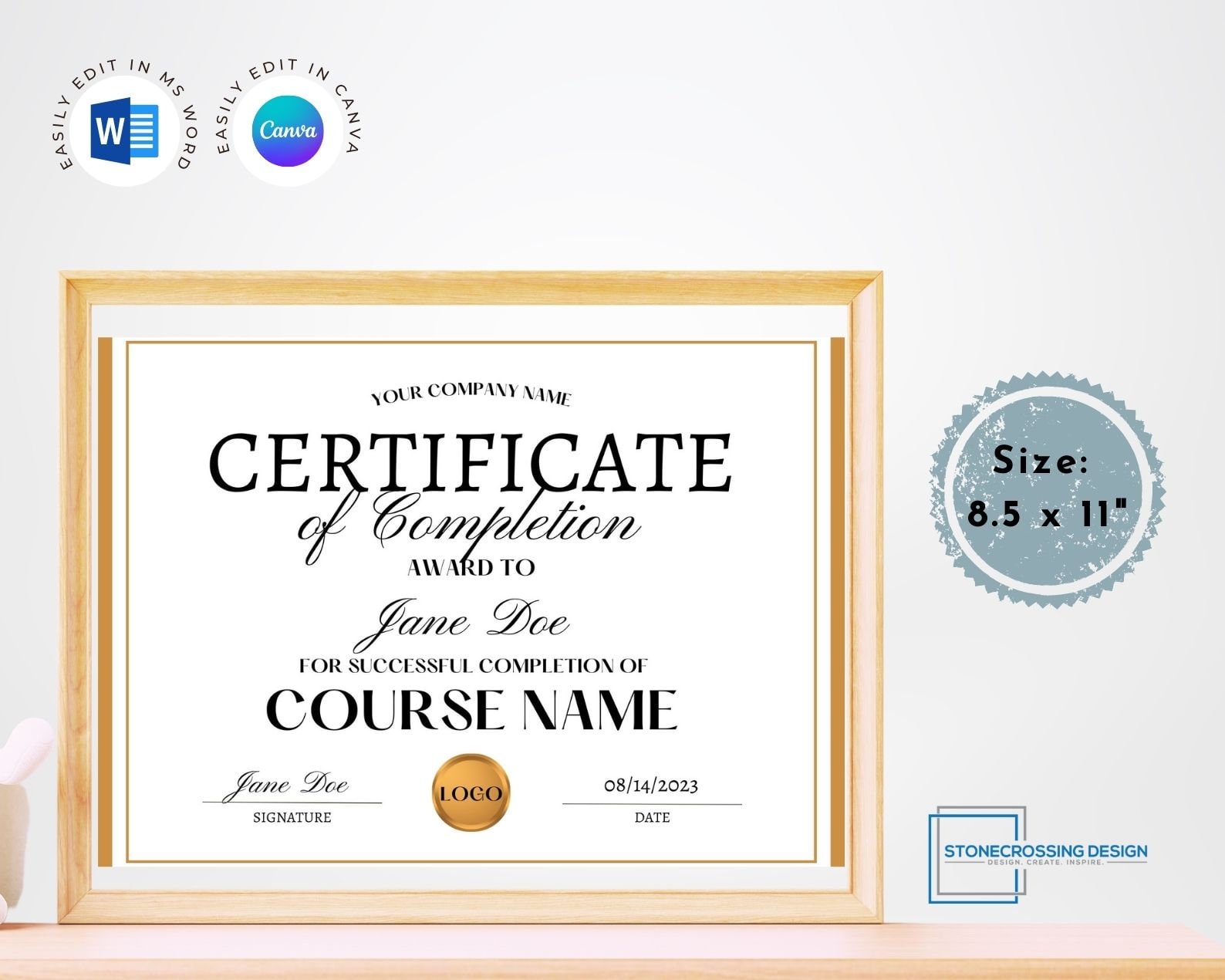 Editable Certificate of Completion Template. Award Template. Printable ...
