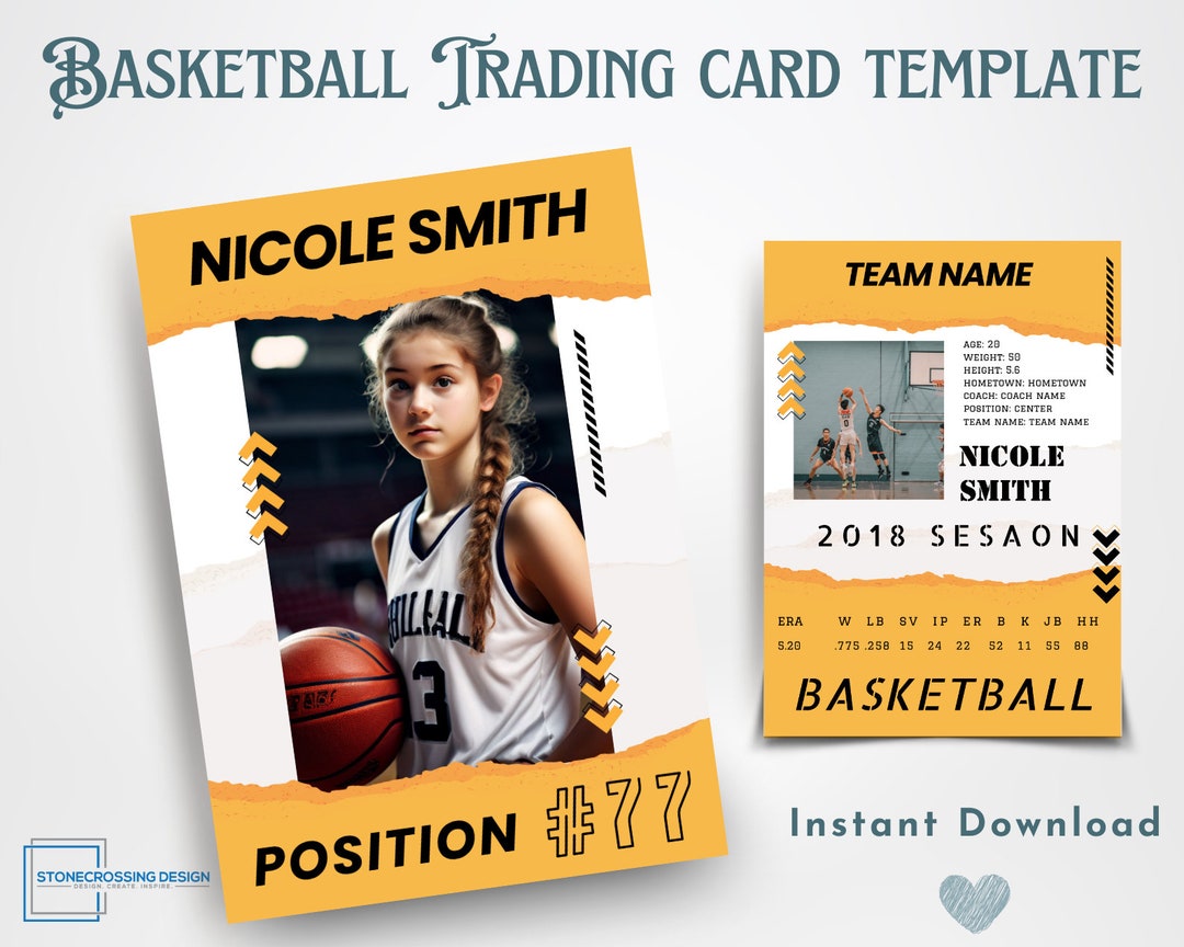 Girls Basketball Trading Card Template | Trading Card Template | Canva ...
