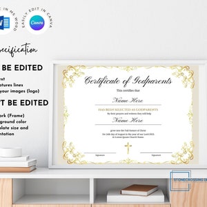 Editable Certificate of Godparents.- Honoring the Role of a Godfather ...