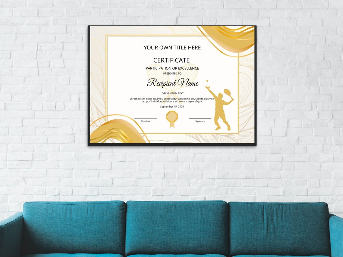 Editable Tennis Sports Certificate Template With Photo. Award. - Etsy