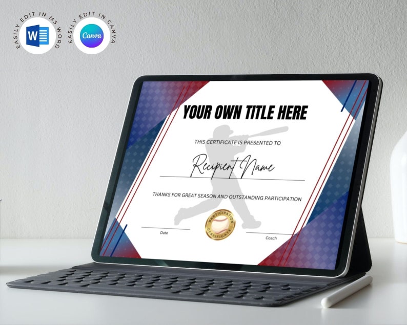 Editable Baseball Sports Certificate. Recognizing Sporting Excellence ...