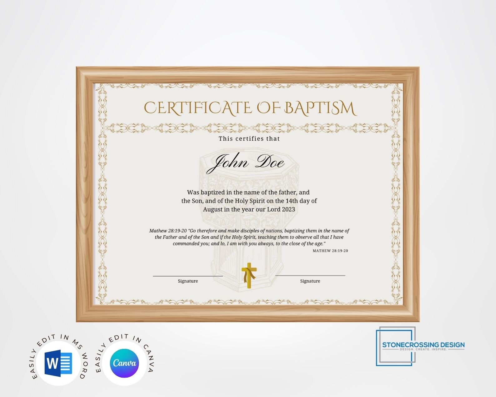Editable Certificate of Baptism. Celebrating a Sacred Milestone ...