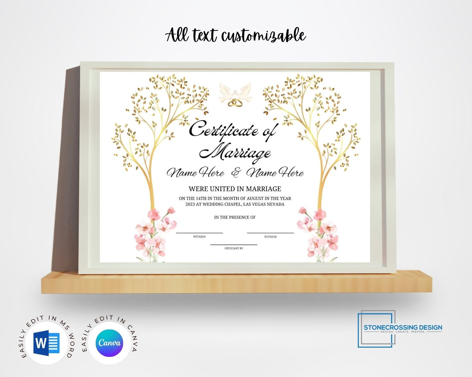 Editable Certificate of Marriage Template. Marriage License. Printable ...
