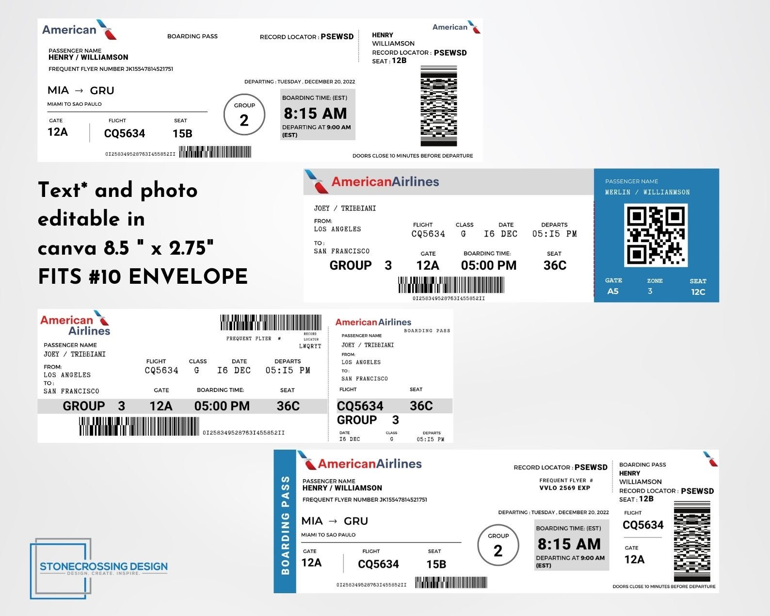 Editable Airline Boarding Pass Ticket Template. Surprise Trip Ticket. Printable Airline Ticket ...