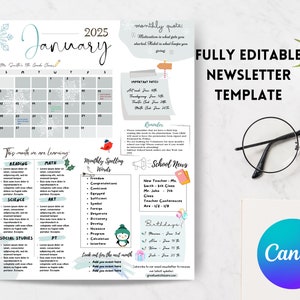 January 2025 Newsletter Template | Editable Monthly Newsletter ...
