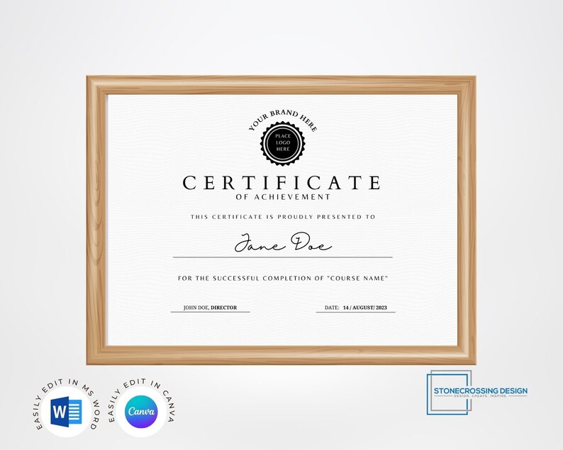 Editable Certificate of Achievement Template. Award Template. Printable ...