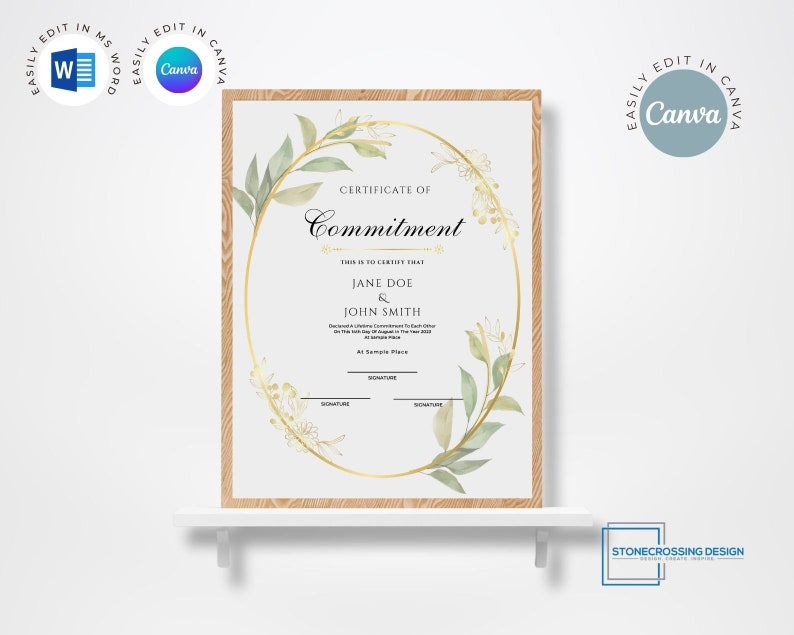 Editable Certificate of Commitment. Editable With Canva or Microsoft ...