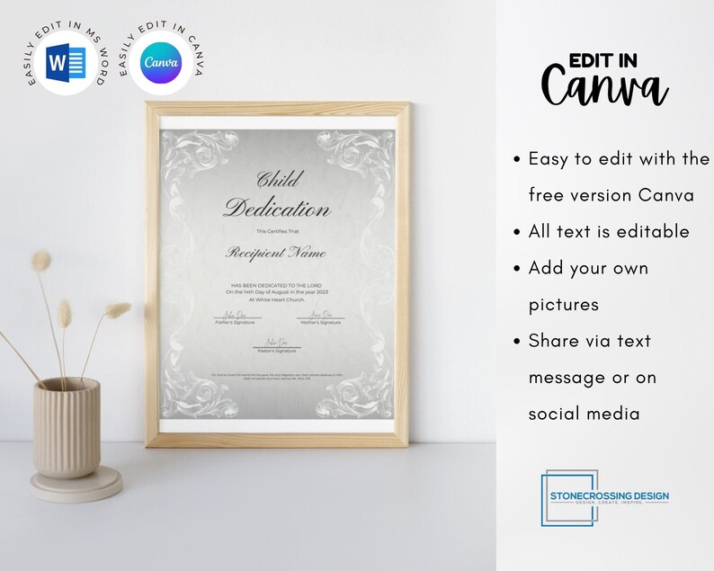 Editable Certificate of Child Dedication Template. Child Dedication ...