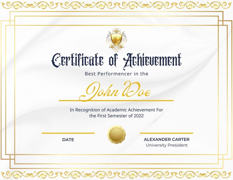 Editable Certificate of Achievement Template. Award Template. - Etsy