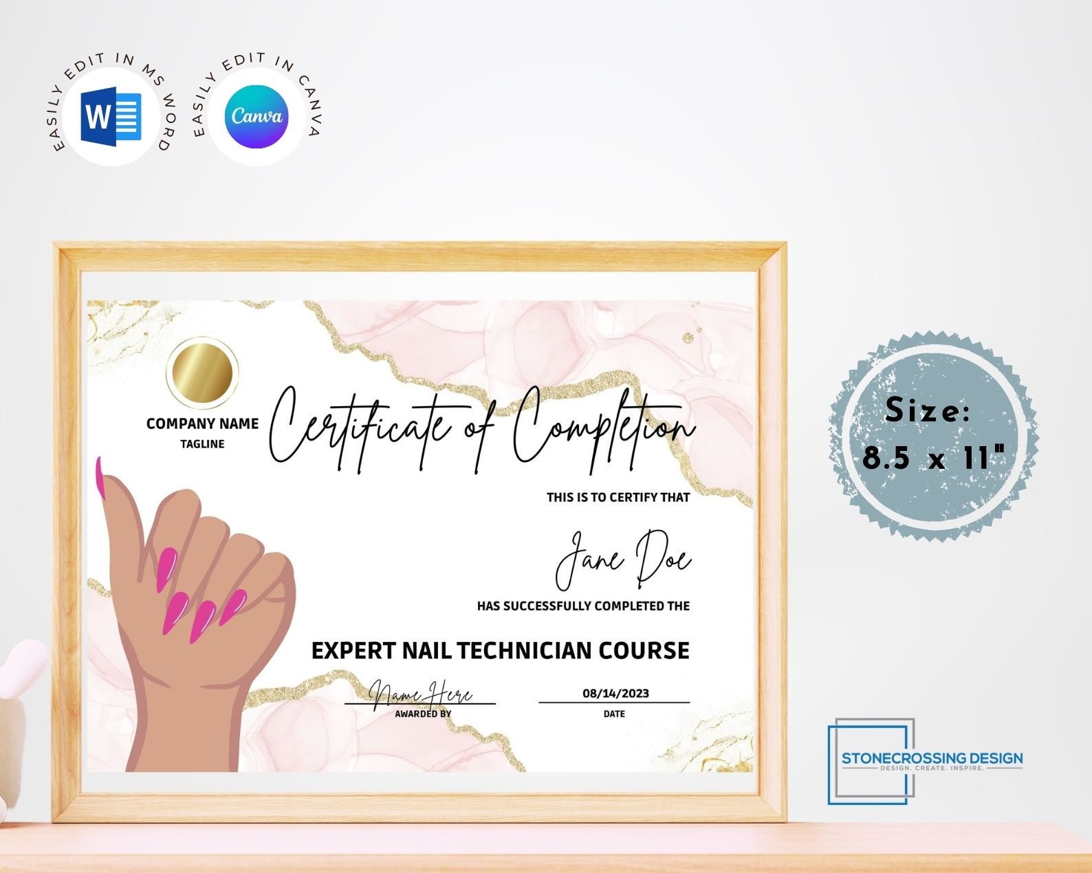 Editable Certificate of Completion Template. Award Template. Printable ...