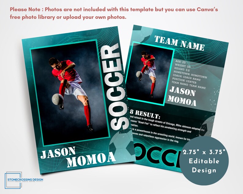 Soccer Trading Card Template Trading Card Template Canva Template ...