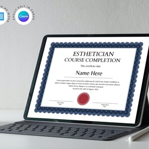 Editable Certificate of Completion Template. Esthetician Completion ...