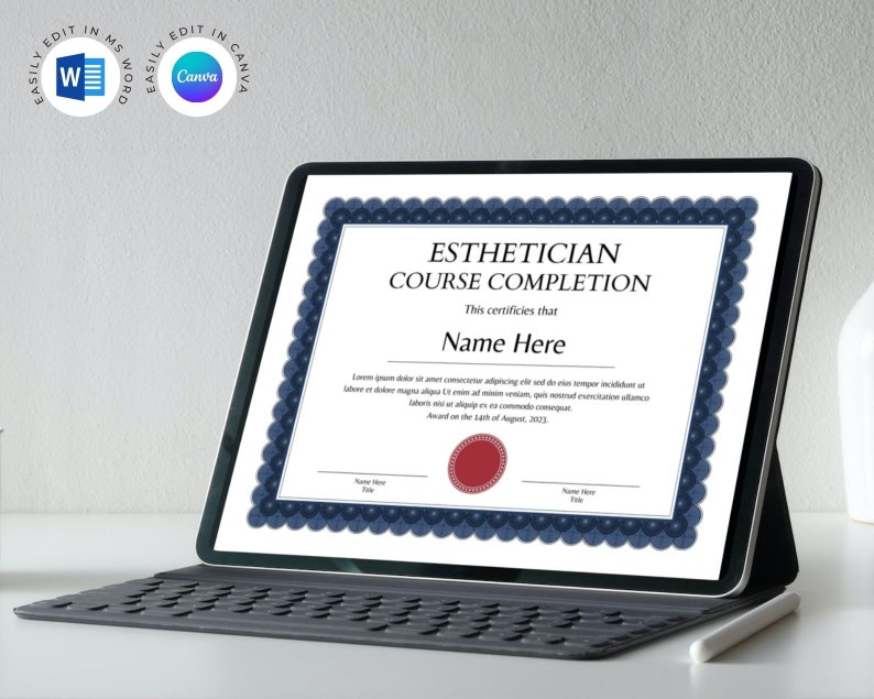 Editable Certificate of Completion Template. Esthetician Completion ...