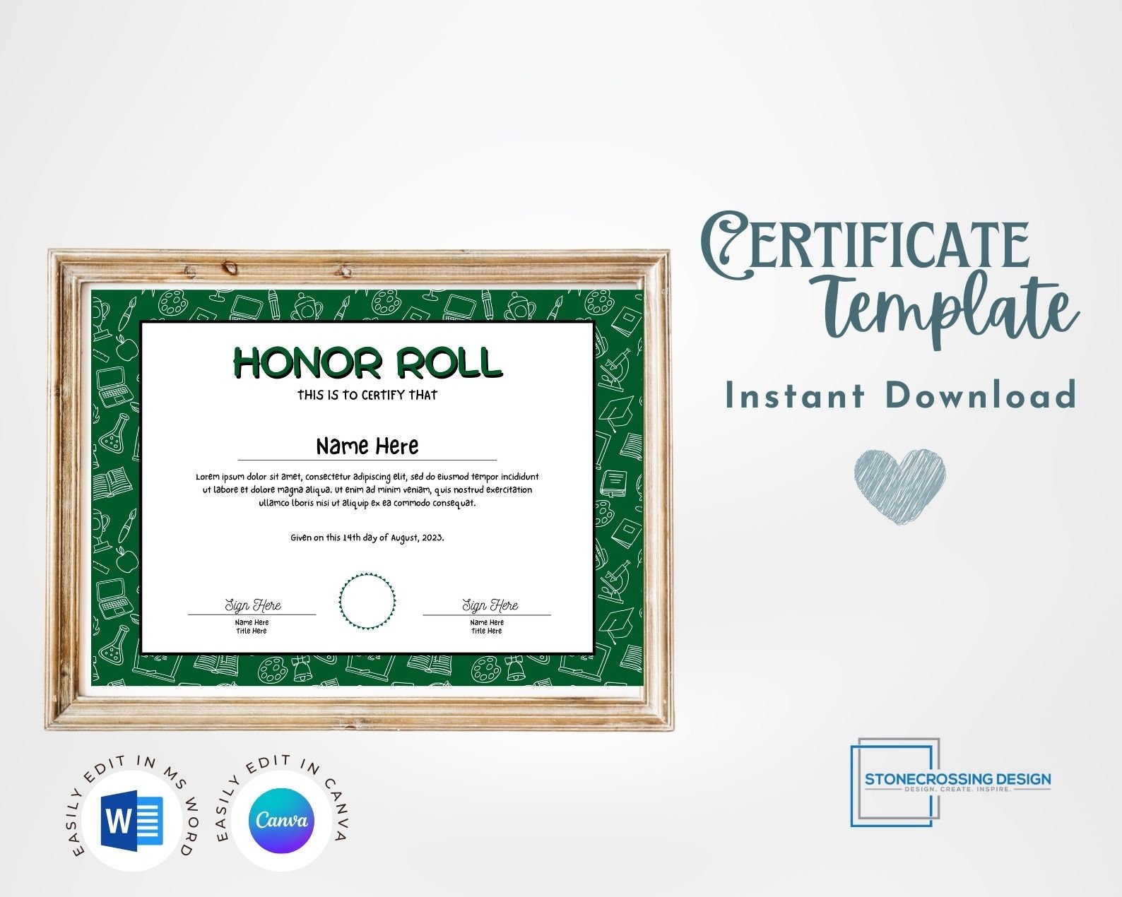 Editable Certificate of Honor Roll. Recognizing Academic Excellence ...