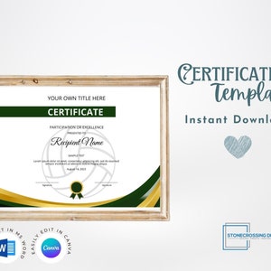 Editable Volleyball Sports Certificate Template With Photo. Award ...