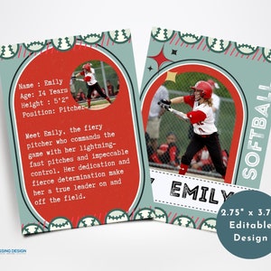 Softball Trading Card Template | Trading Card Template | Canva Template ...