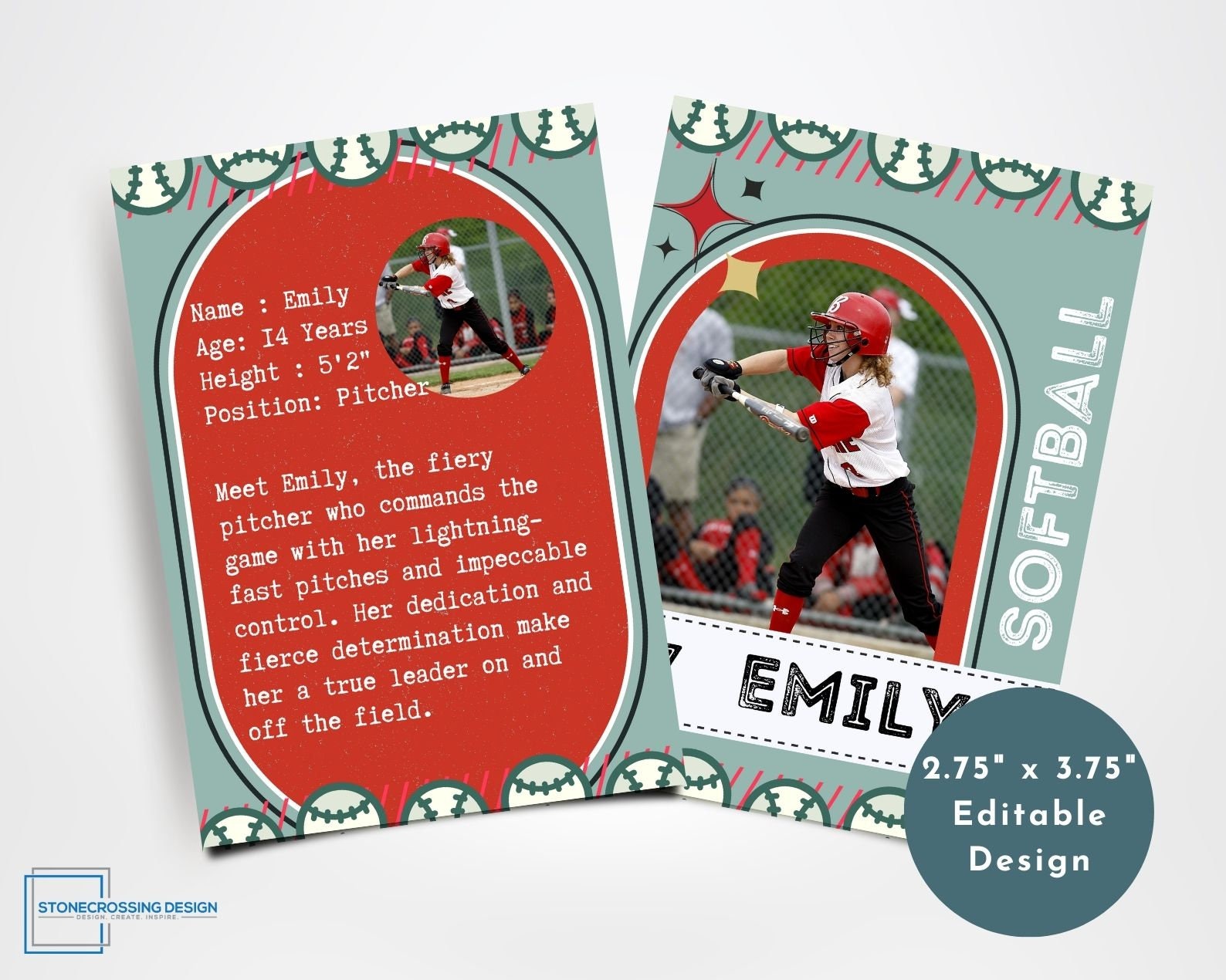 Softball Trading Card Template | Trading Card Template | Canva Template ...