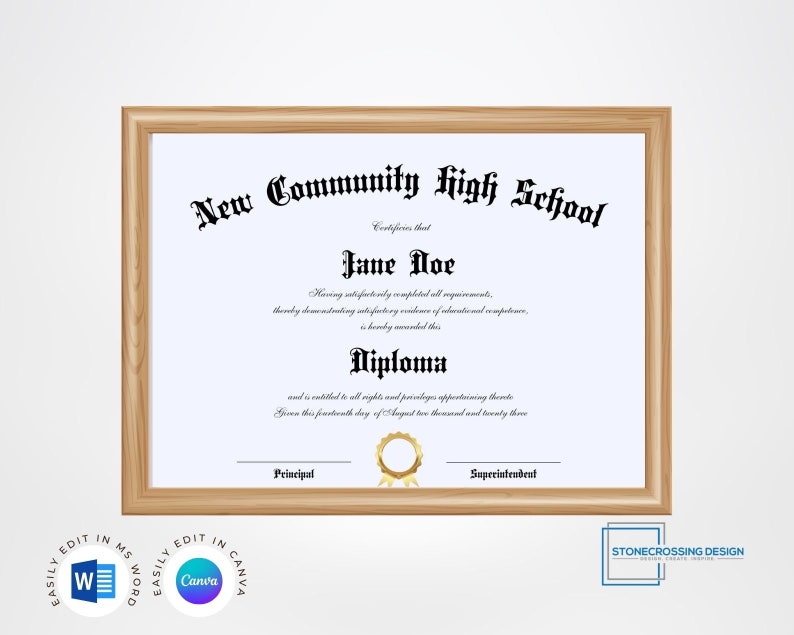 Editable Diploma Certificate - Recognizing Academic Achievement ...