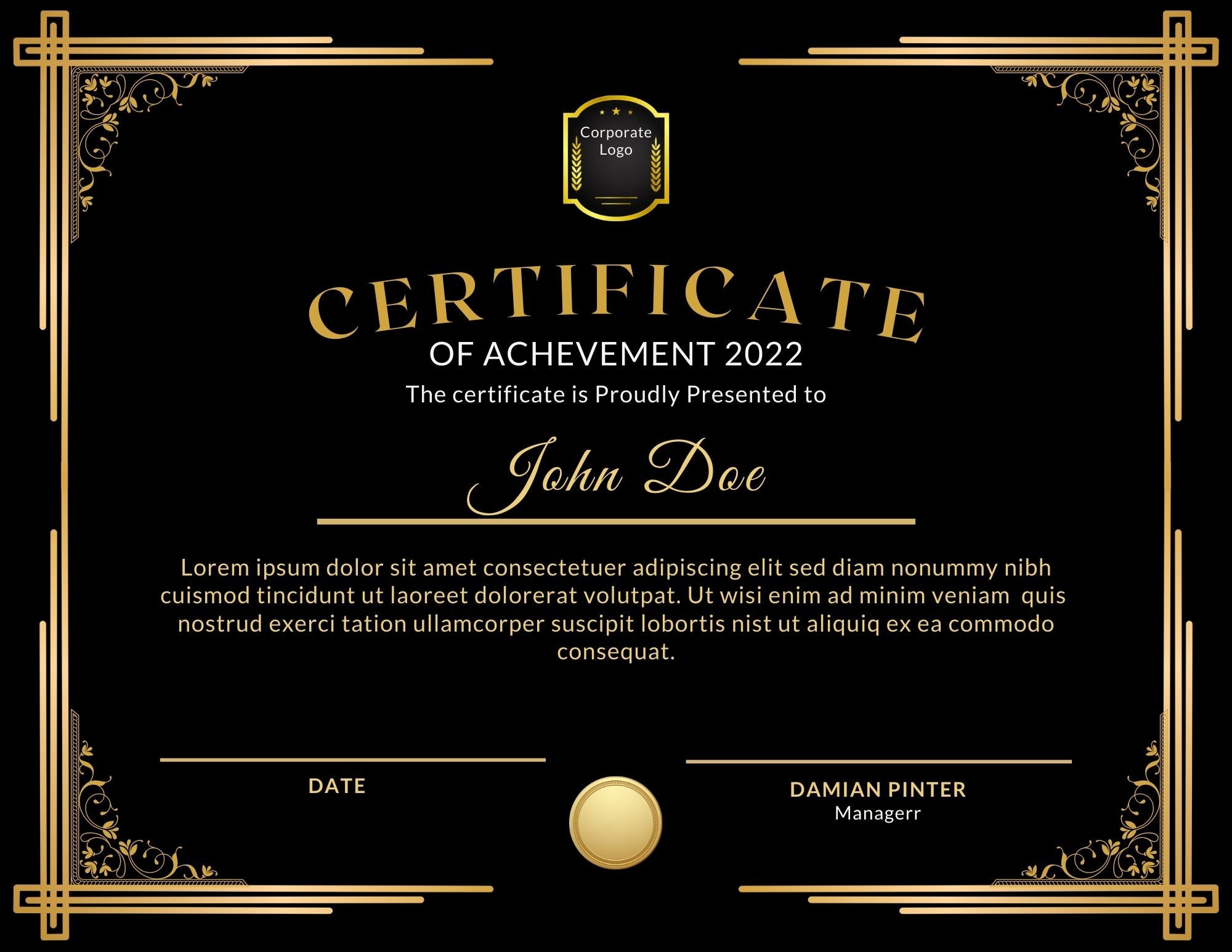 Editable Certificate of Achievement Template. Award Template. - Etsy UK