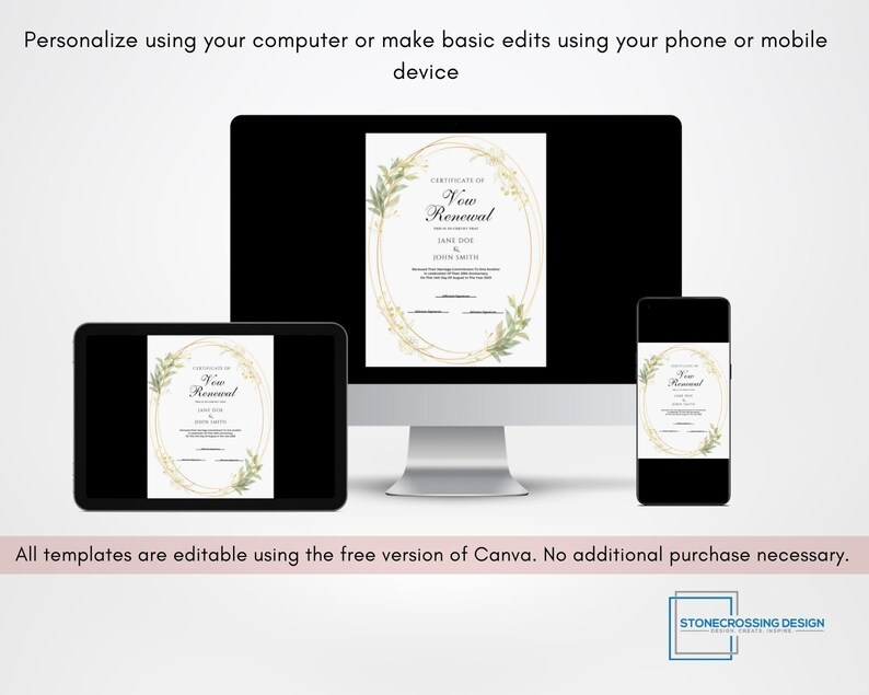 Editable Certificate of Vow Renewal Template. Marriage License ...