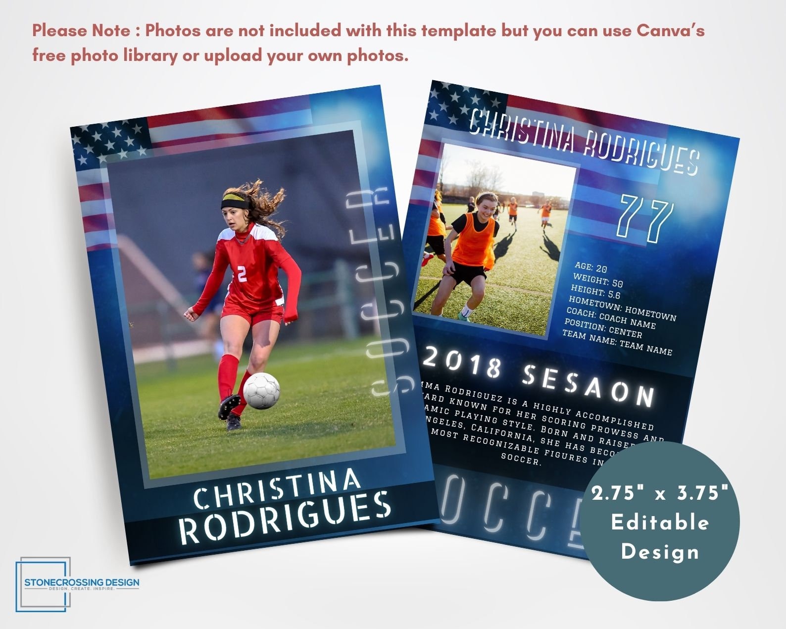 Soccer Trading Card Template Trading Card Template Canva Template ...