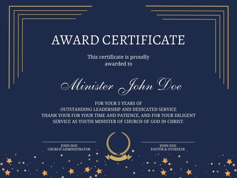 Editable Award Certificate. Recognizing Excellence and - Etsy