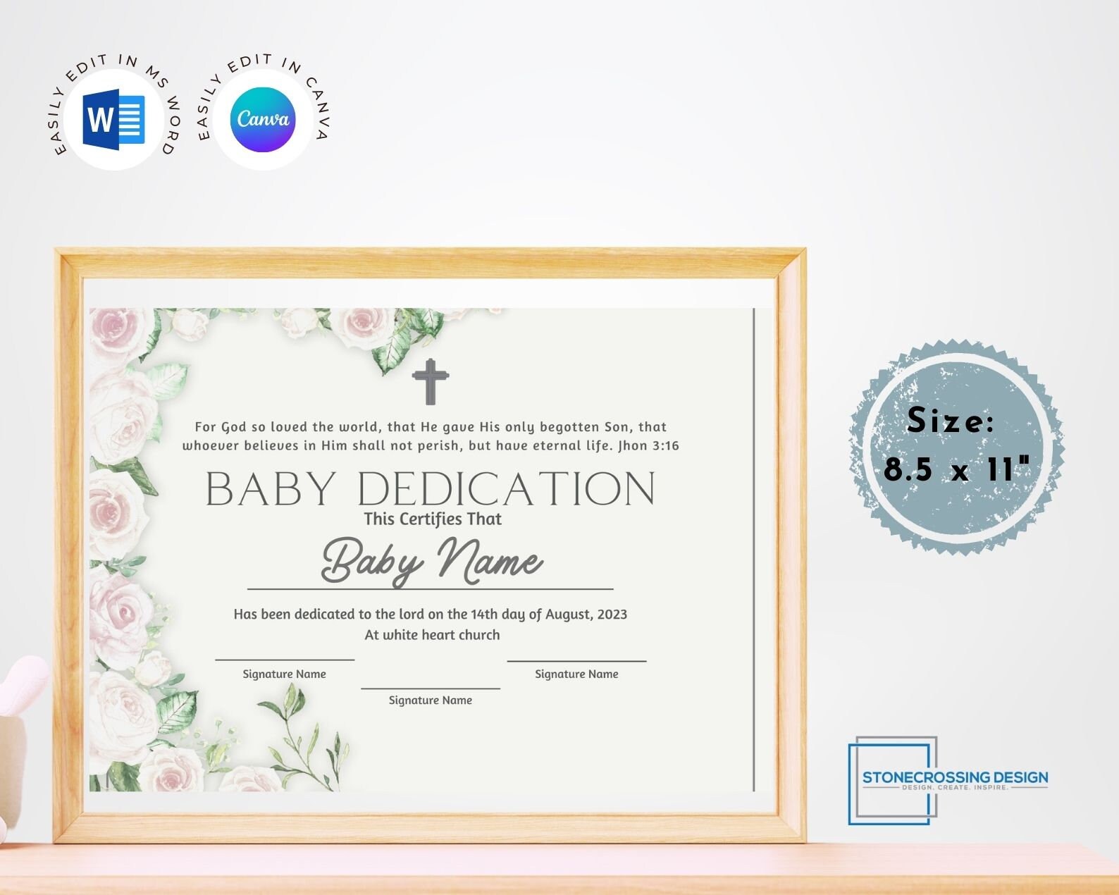 Editable Baby Dedication Template. Baptism. Printable Certificate ...