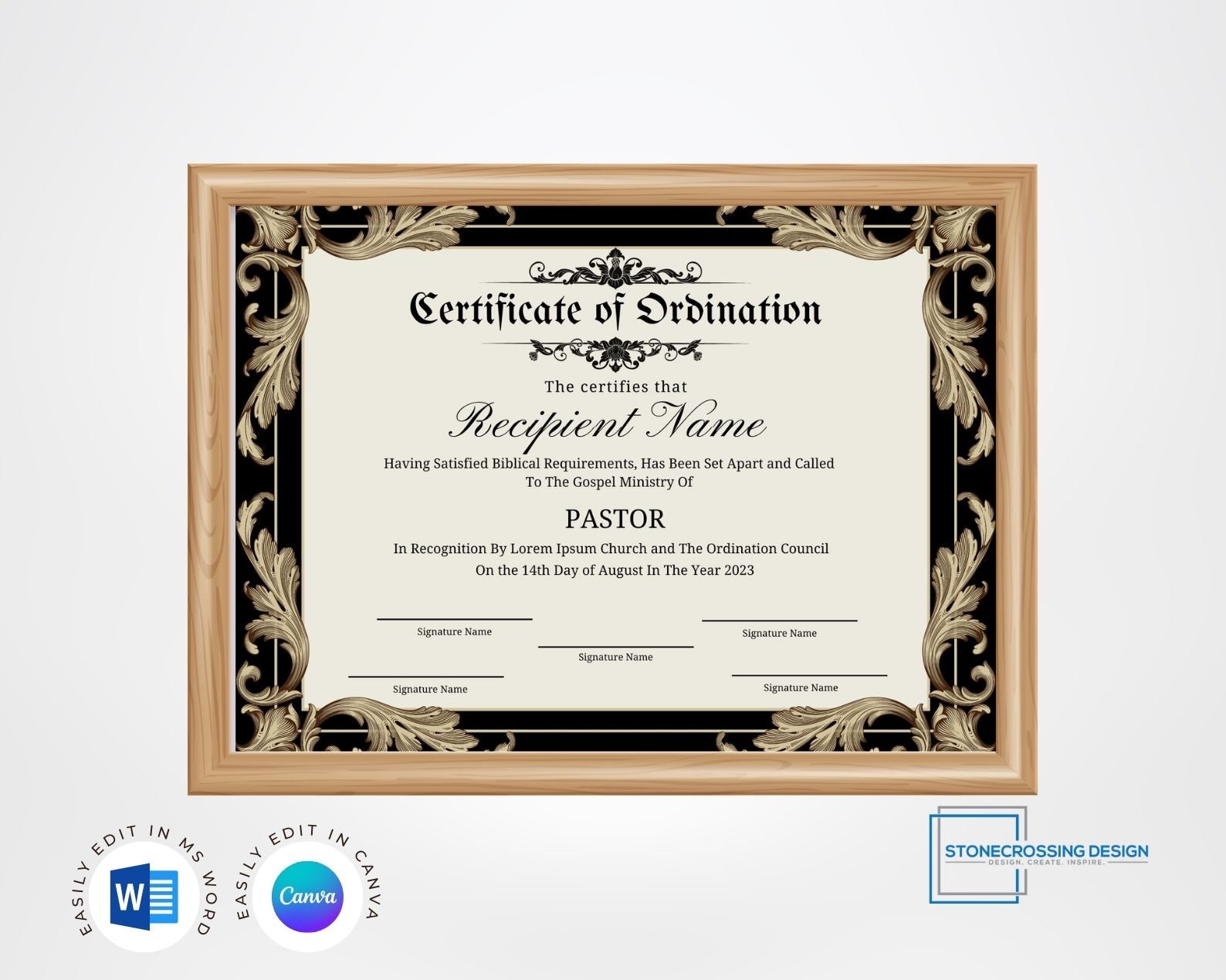 Editable Certificate of Ordination Template. Ordained Minister ...