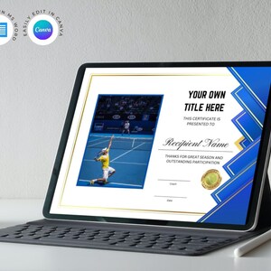 Editable Tennis Sports Certificate. Recognizing Sporting Excellence ...