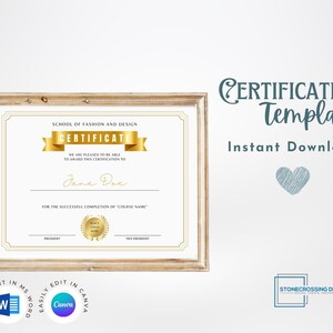 Editable Fashion Designing Certificate. Showcase Your Creative Style ...