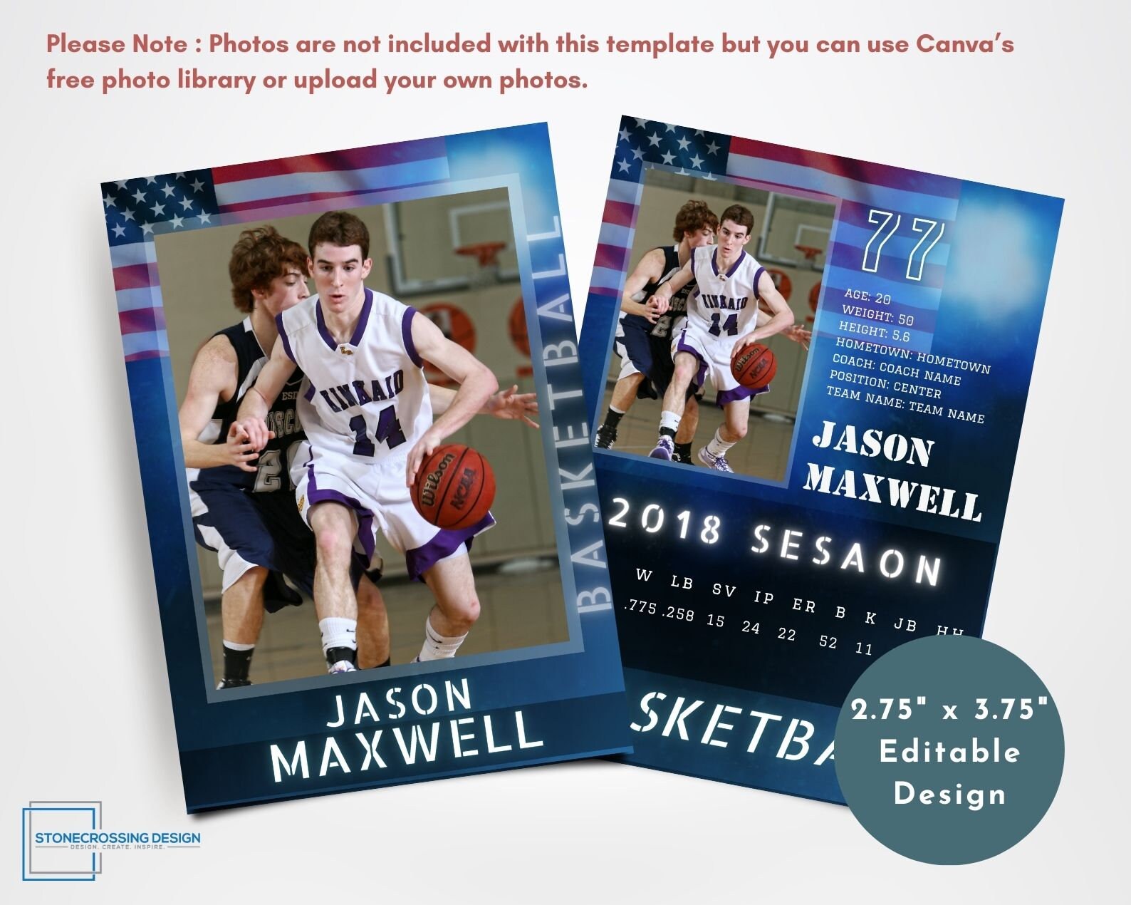 Basketball Trading Card Template Trading Card Template - Etsy