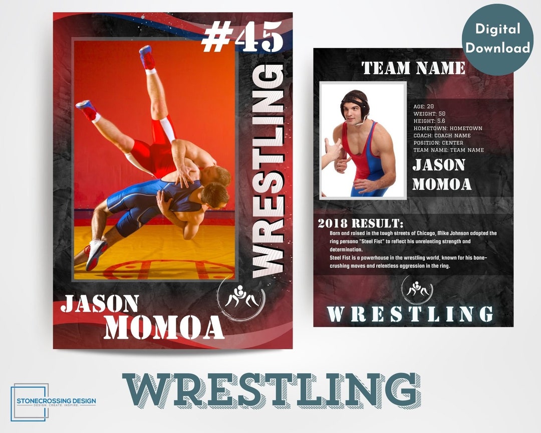 Wrestling Trading Card Template | Trading Card Template | Canva Template | Editable Trading Card ...